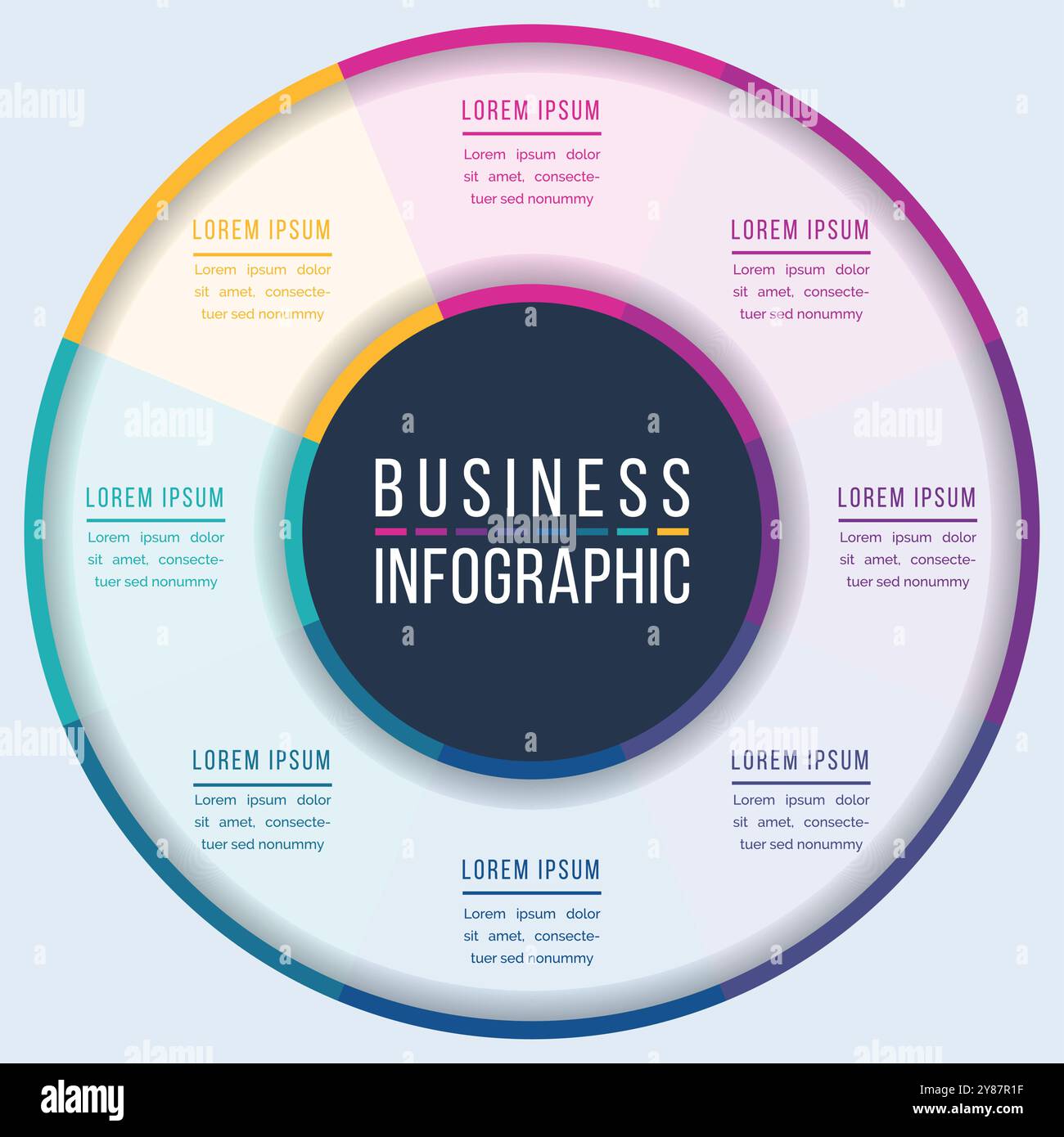 Circle Infographic design 8 steps, objects, elements or options ...