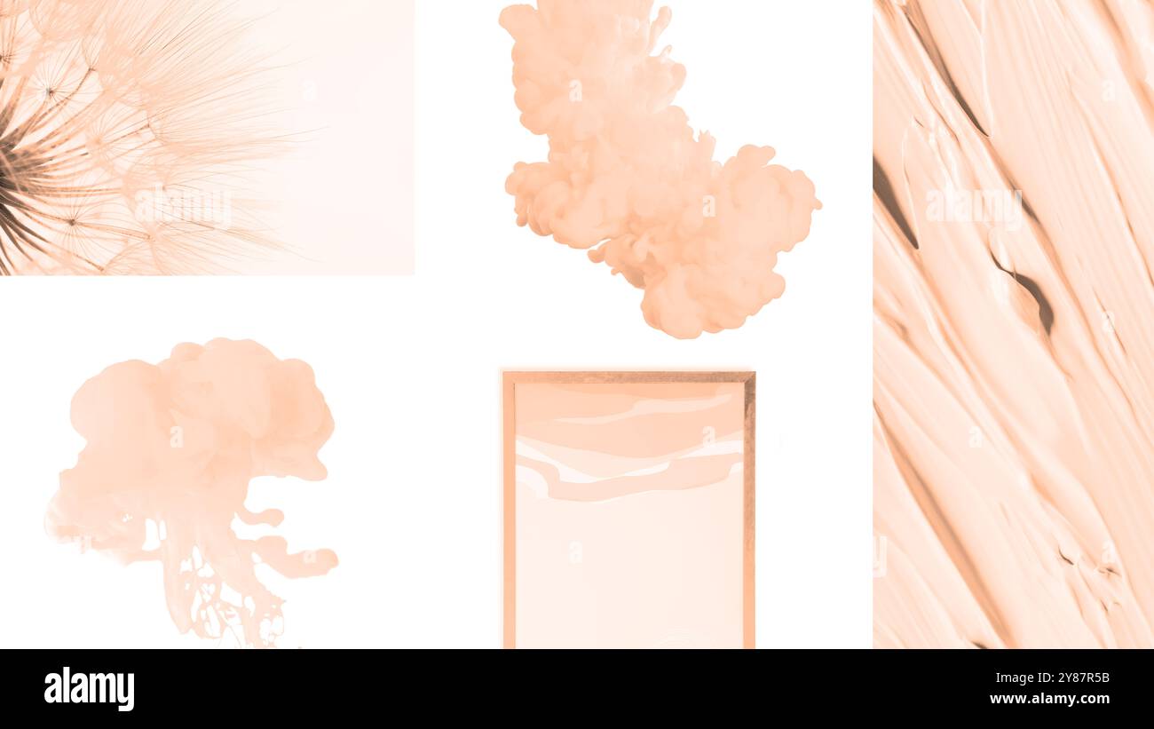 Peach fuzz color themed collage on white background Stock Photo - Alamy