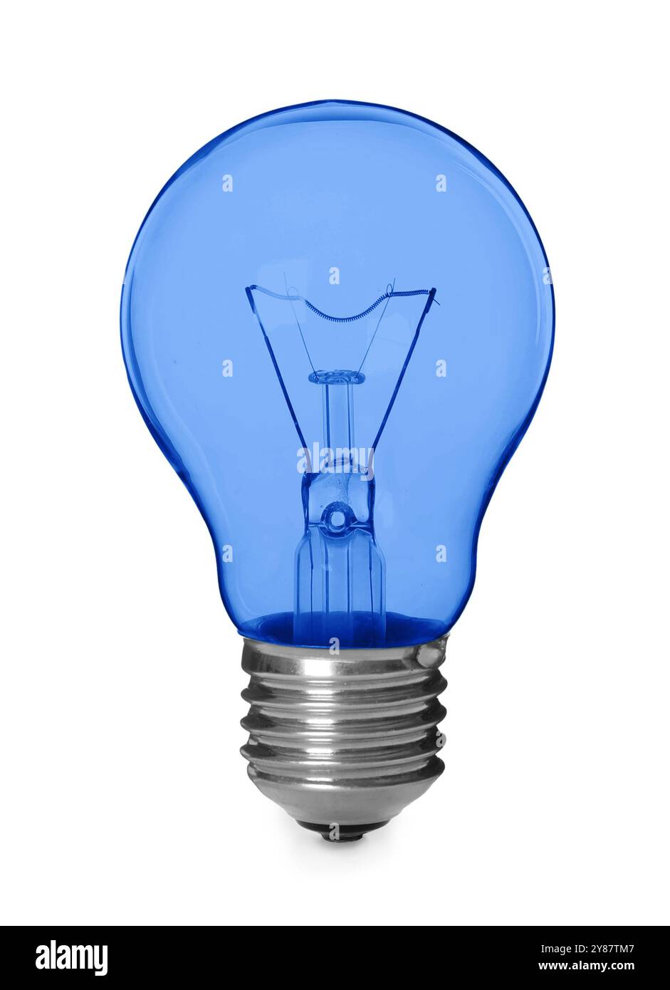 One blue light bulb isolated on white Stock Photo - Alamy