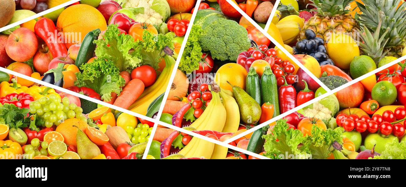 Wide pattern healthy multi-colored fruits, vegetables and berries ...