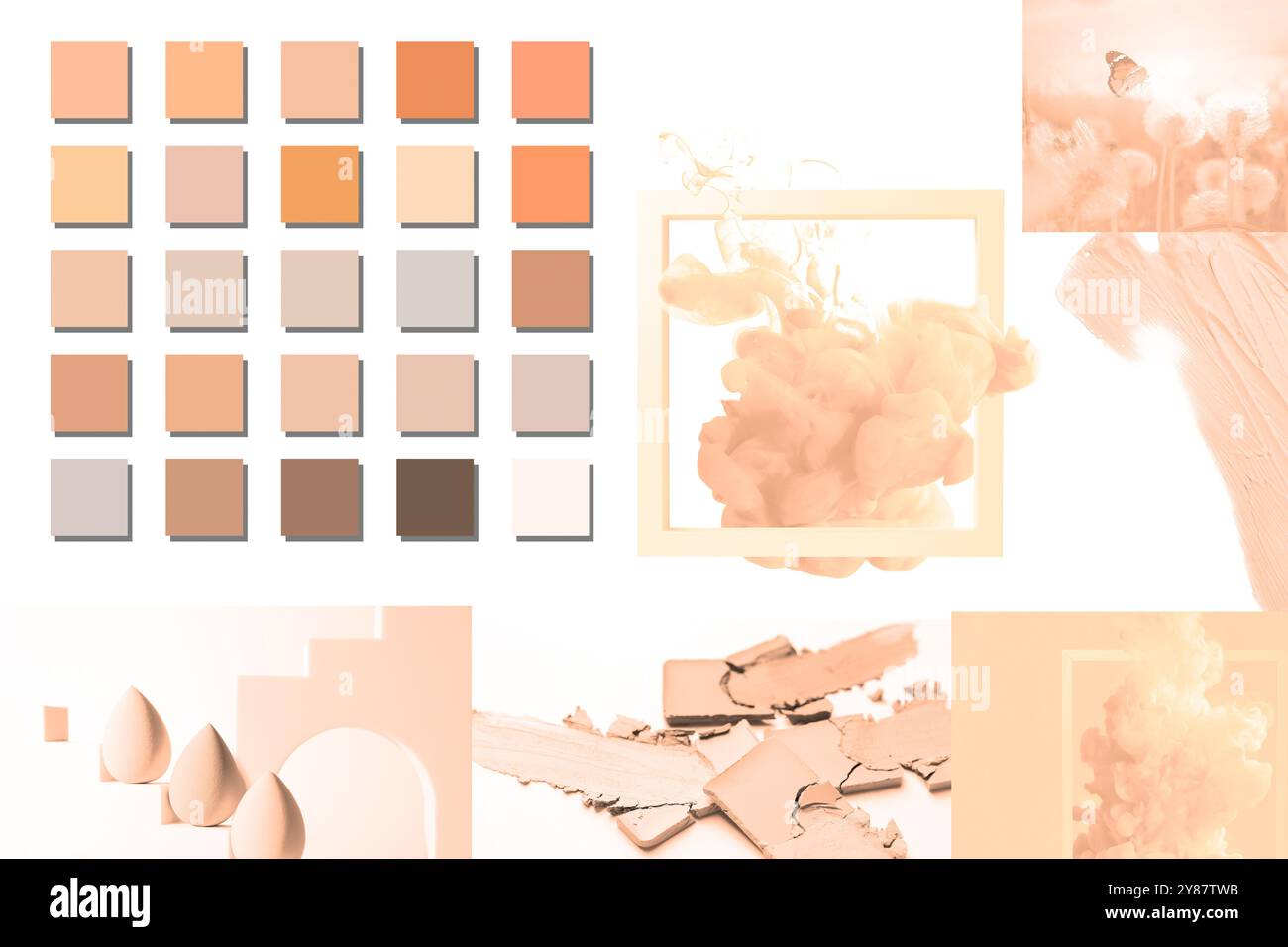 Peach fuzz color themed collage on white background Stock Photo - Alamy