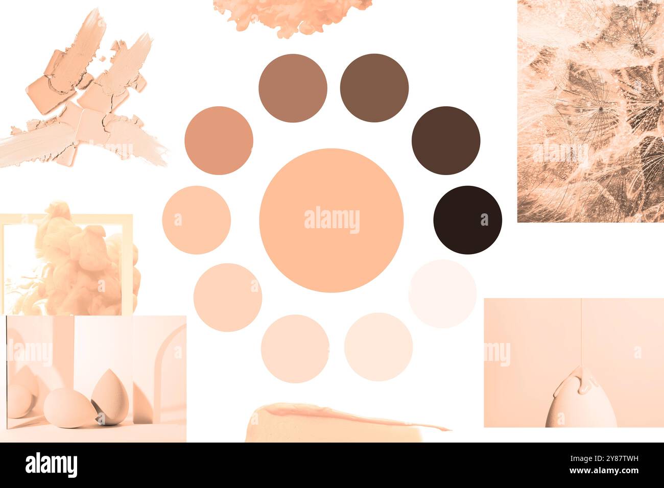 Peach fuzz color themed collage on white background Stock Photo - Alamy