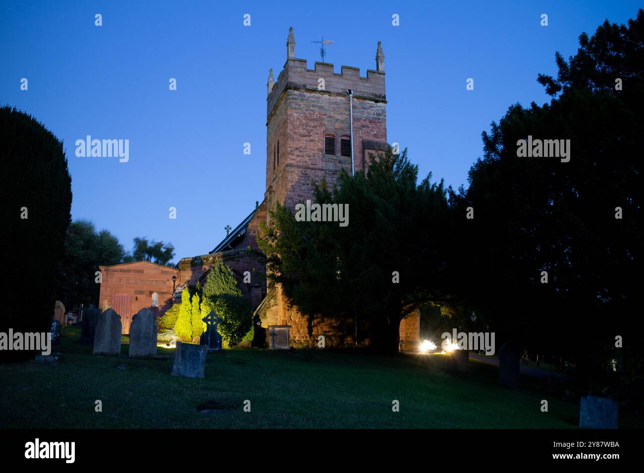 St. Mary’s Church at dusk, Cubbington, Warwickshire, England, UK Stock ...