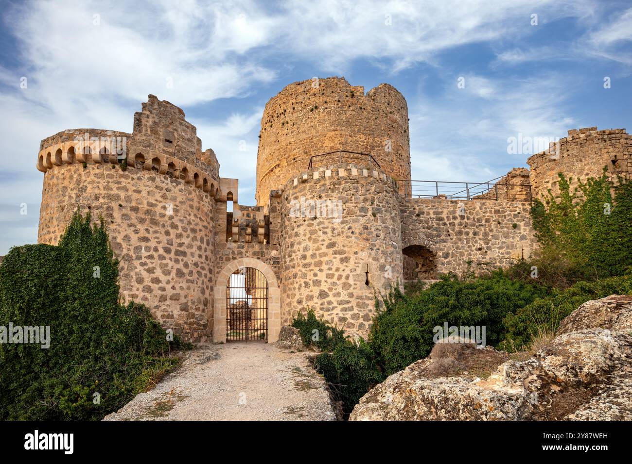 Castle of the town of Moya, Cuenca, Castilla-La Mancha, Spain, with its ...