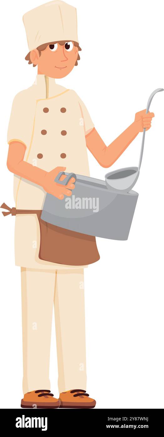 Kitchen worker cartoon character. Professional cooking man Stock Vector ...