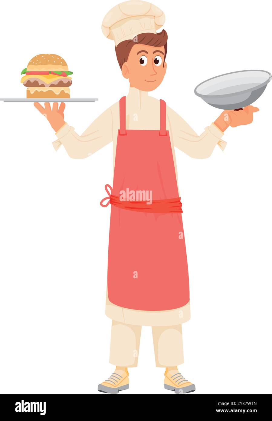Chef cook burger. Restaurant worker cartoon character Stock Vector ...