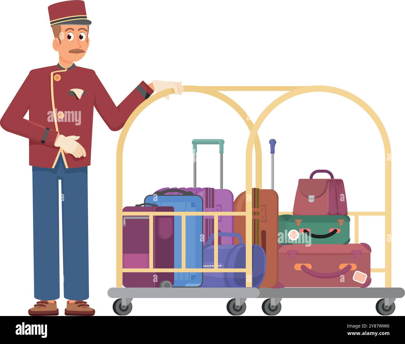 Hotel porter cartoon character. Professional service worker Stock ...