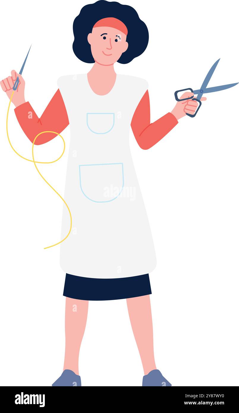 Fashion designer character. Female professional tailor or seamstress ...