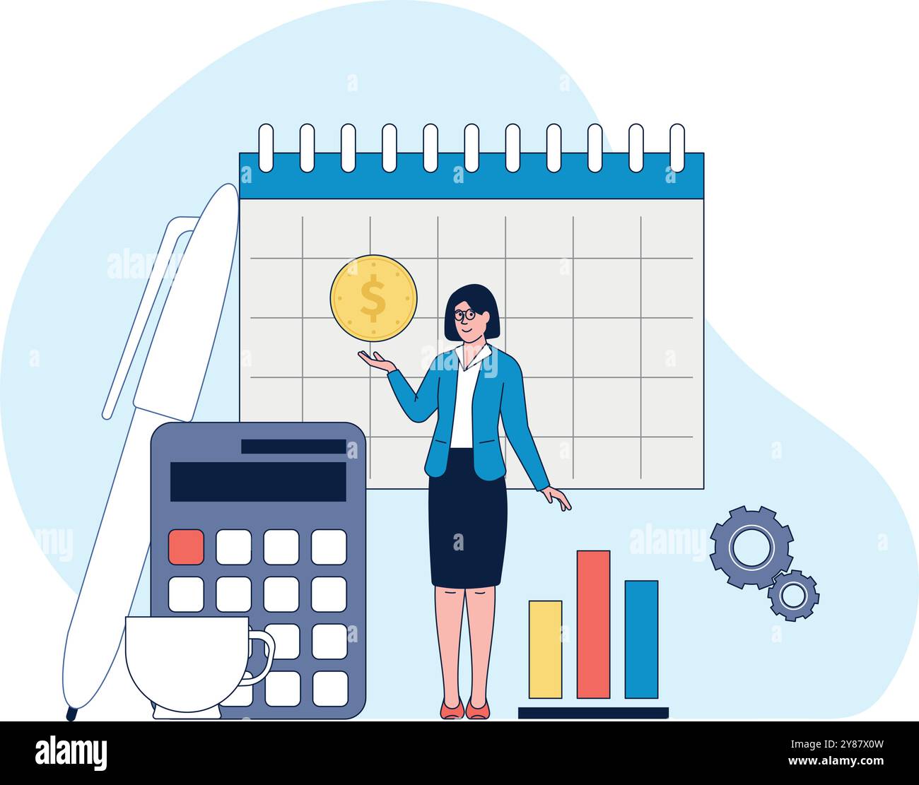 Accounting consultant work concept. Money budget analysis Stock Vector ...