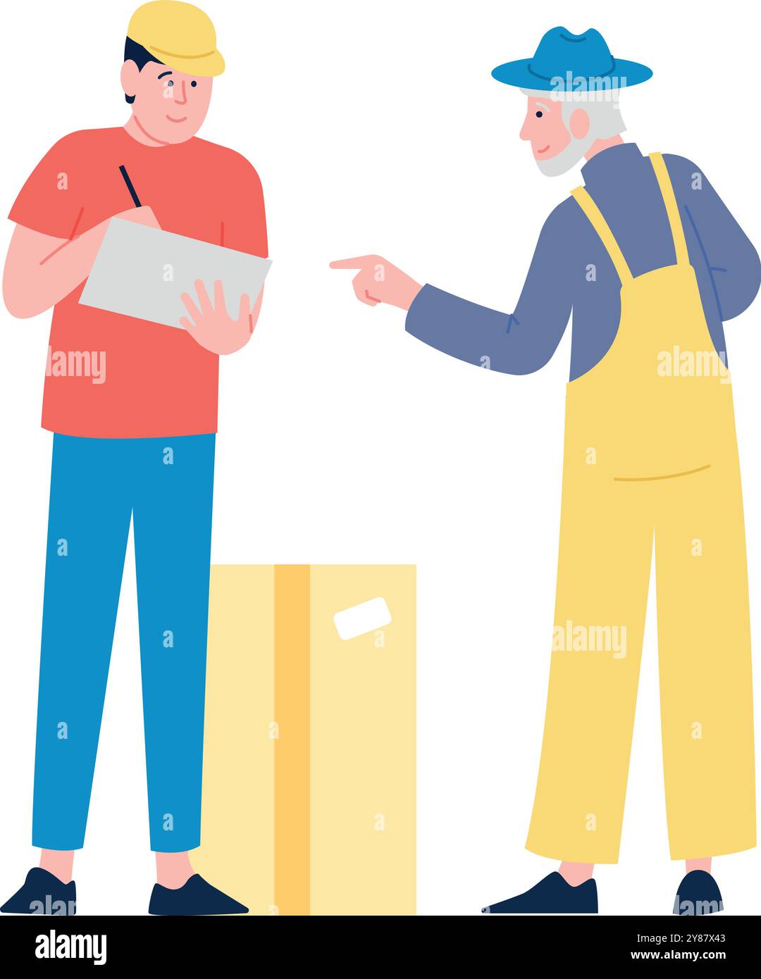 Old man receive parcel. Delivery box shipment Stock Vector Image & Art ...