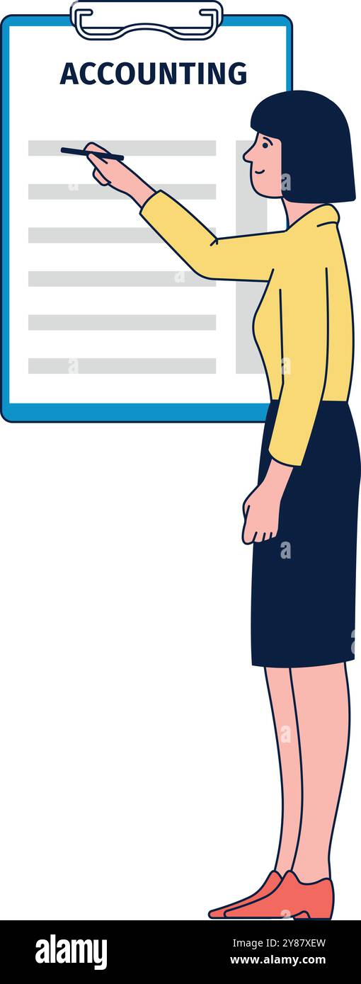Accounting woman. Tax paperwork calculation color icon Stock Vector ...
