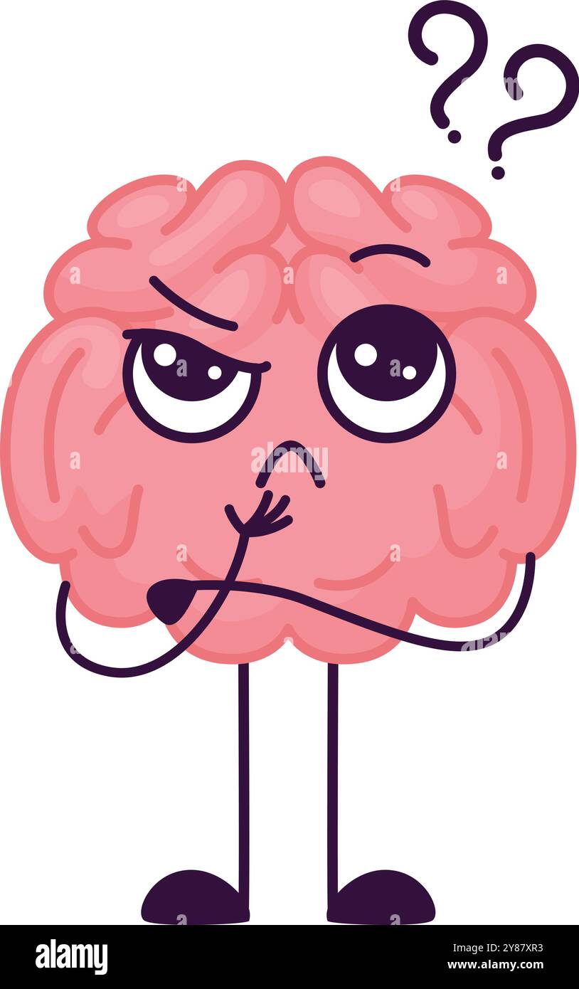 Thinking brain with question. Hard problem solution finding isolated on ...