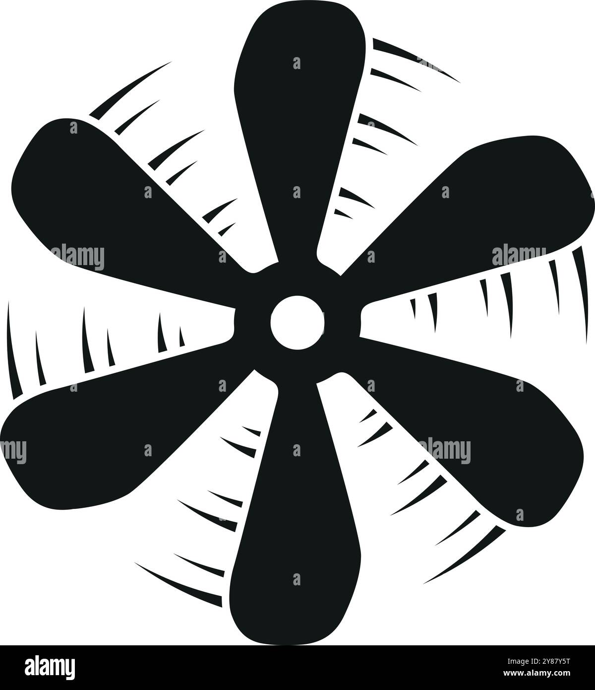 Propeller blades black icon. Rotation motion lines isolated on white ...