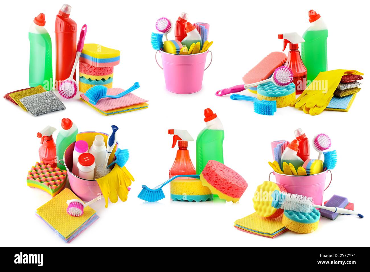 Set various detergents isolated on white background Stock Photo - Alamy