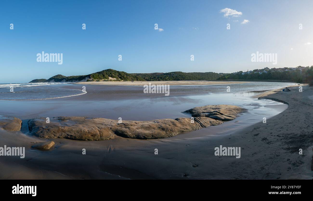 Beach of Chintsa at sunset, in the Eastern Cape, on the Wild Coast ...