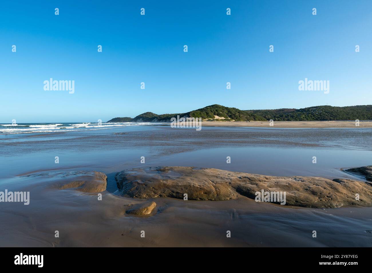 Beach of Chintsa at sunset, in the Eastern Cape, on the Wild Coast ...