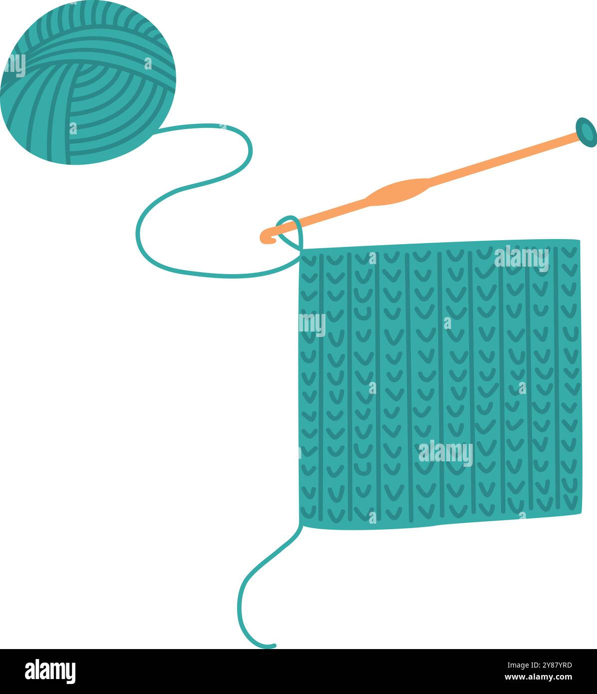 Crocheting icon. Wool yarn hand craft hobby isolated on white ...