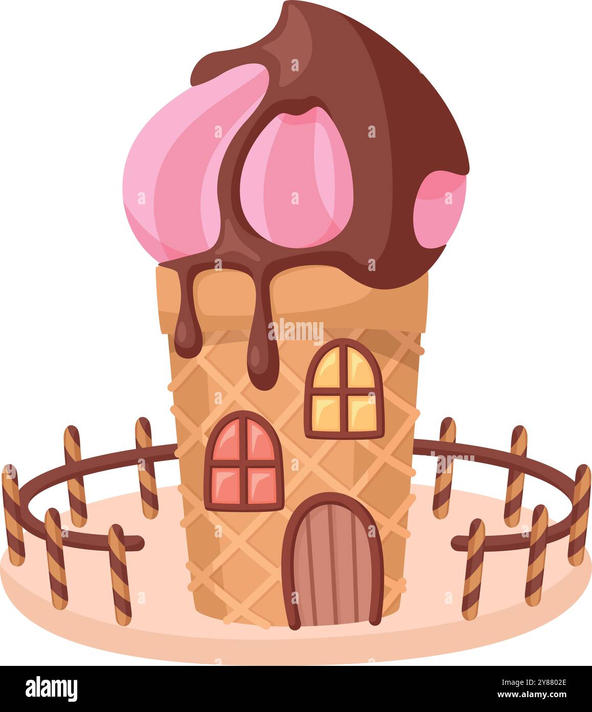 Baked candy house. Sweet home cartoon icon isolated on white background ...
