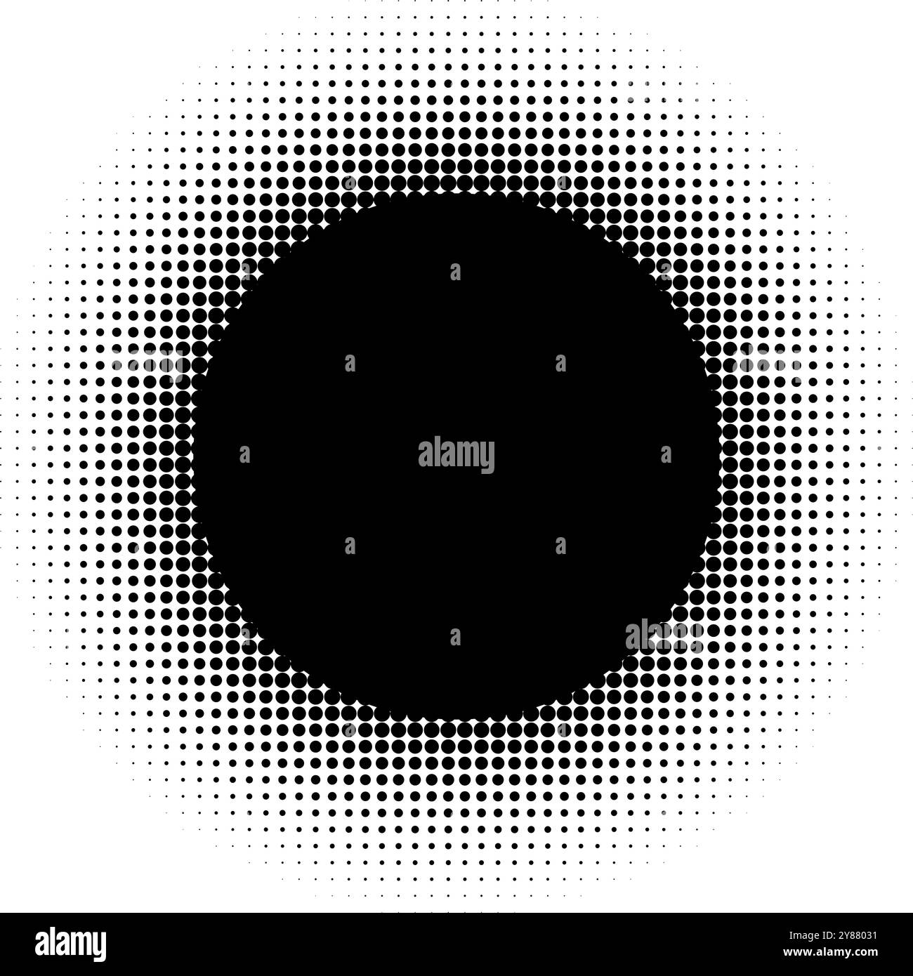 Black round frame with halftone shadow. Stipple effect isolated on ...
