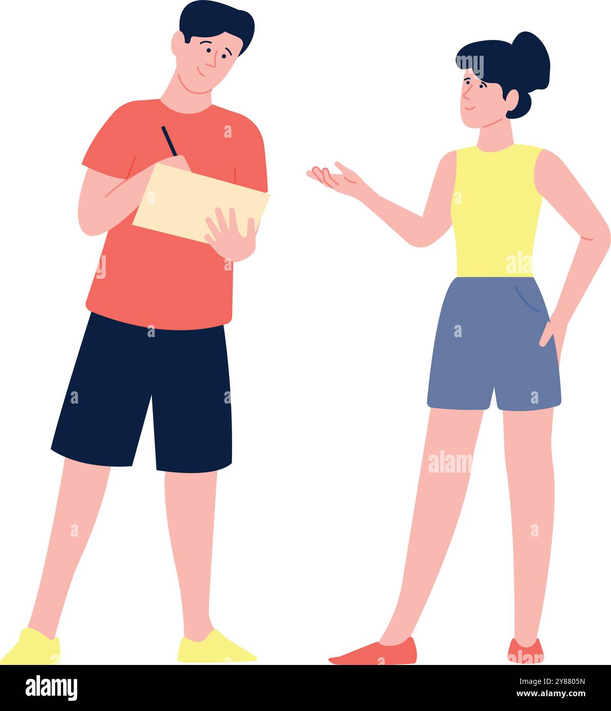 Fitness training plan preparation with personal gym instructor isolated ...