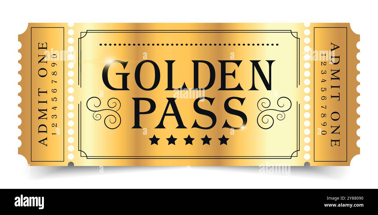 Golden pass template design isolated on white background. Festival ...