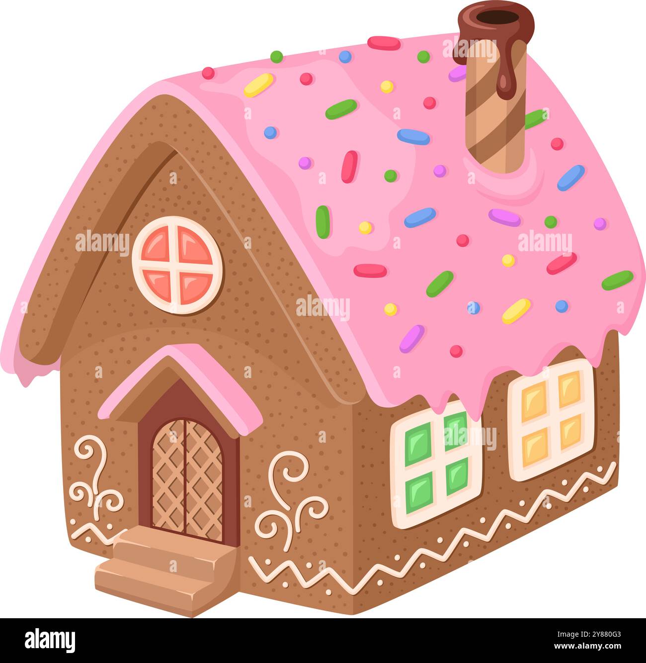 Candy house cartoon cookie icon. Sugar home isolated on white ...