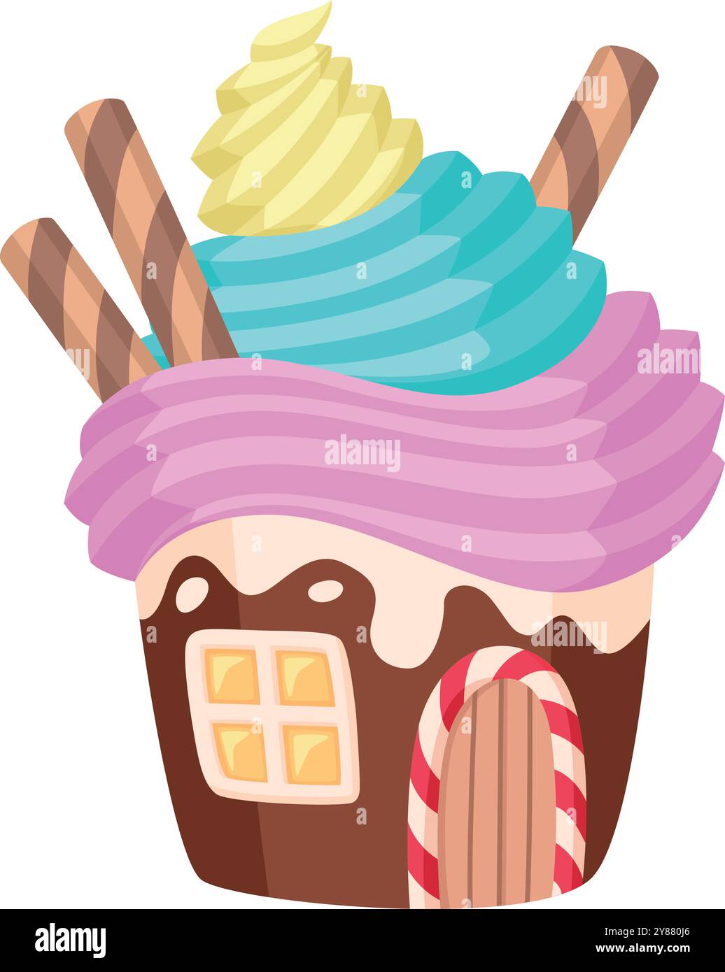 Cupcake house. Fairytale dessert. Fantasy cartoon building isolated on ...