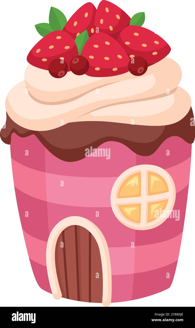 Sweet house cartoon icon. Candy baked building isolated on white ...