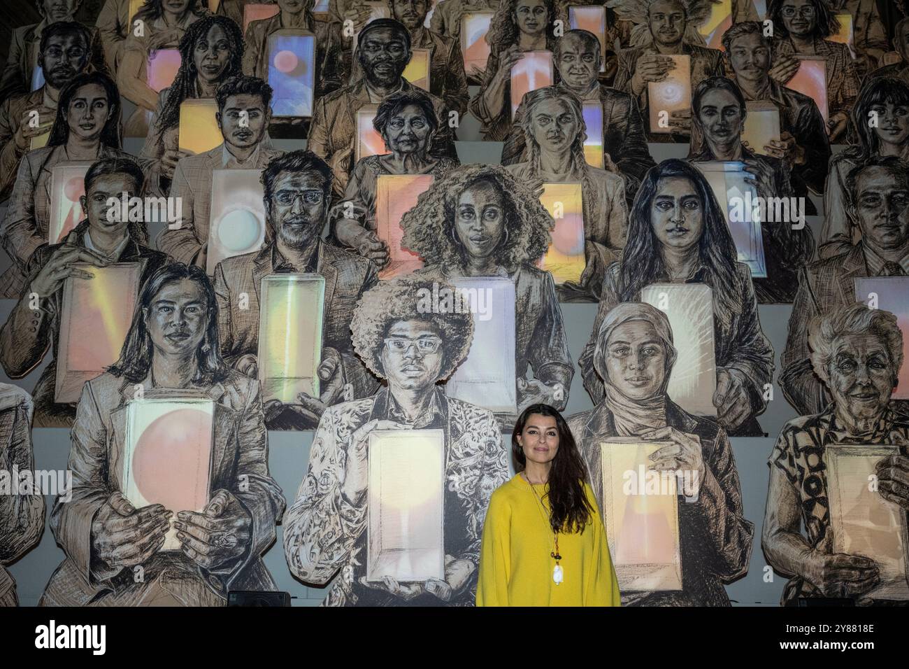 London, UK. 3 October 2024. Unveiling of ‘Congregation’ by artist Es ...