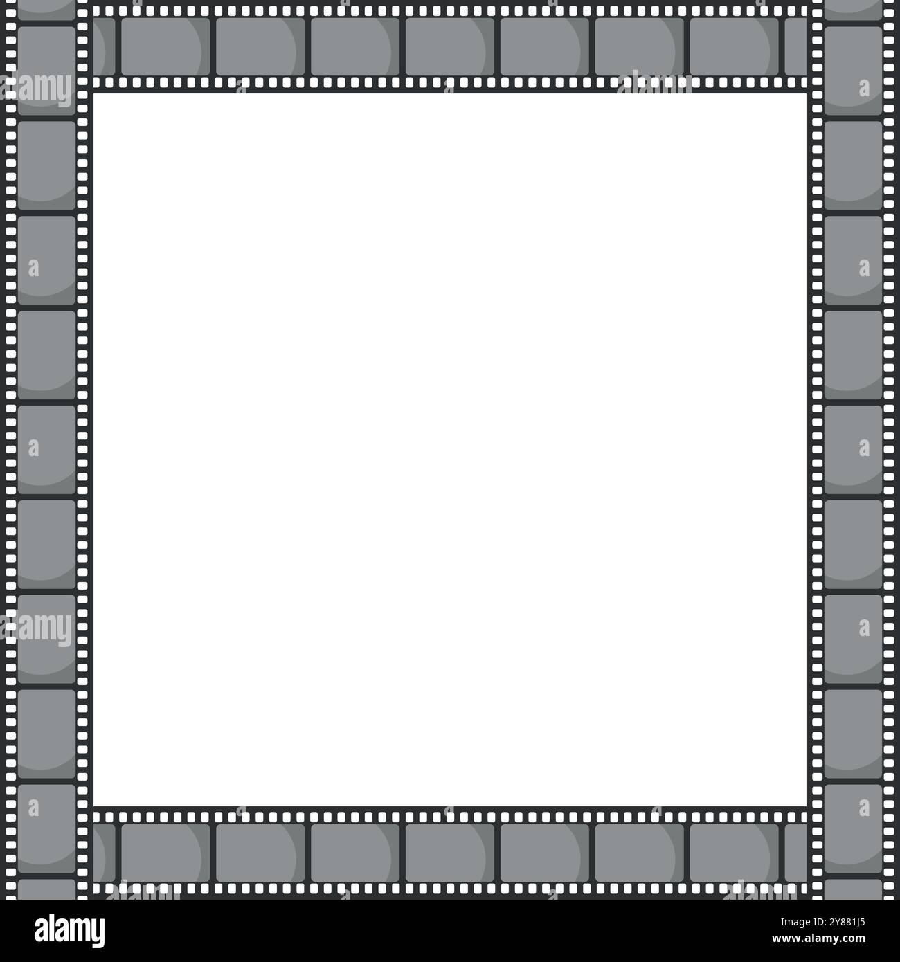 Long movie film strip square frame isolated on white background. Vector ...