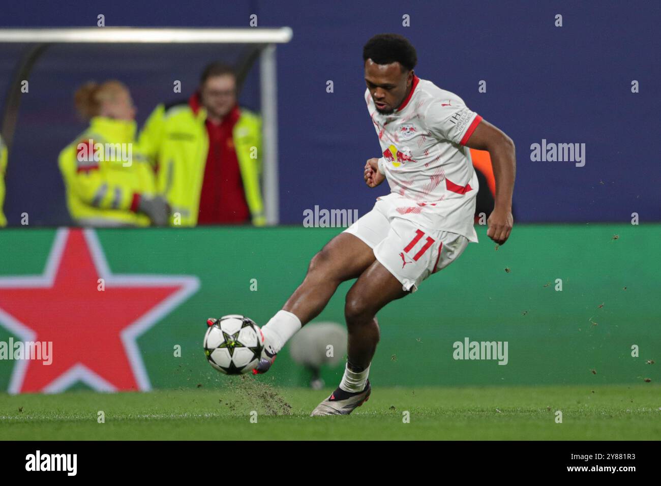 Loïs Openda of RB Leipzig seen in action during the UEFA Champions ...