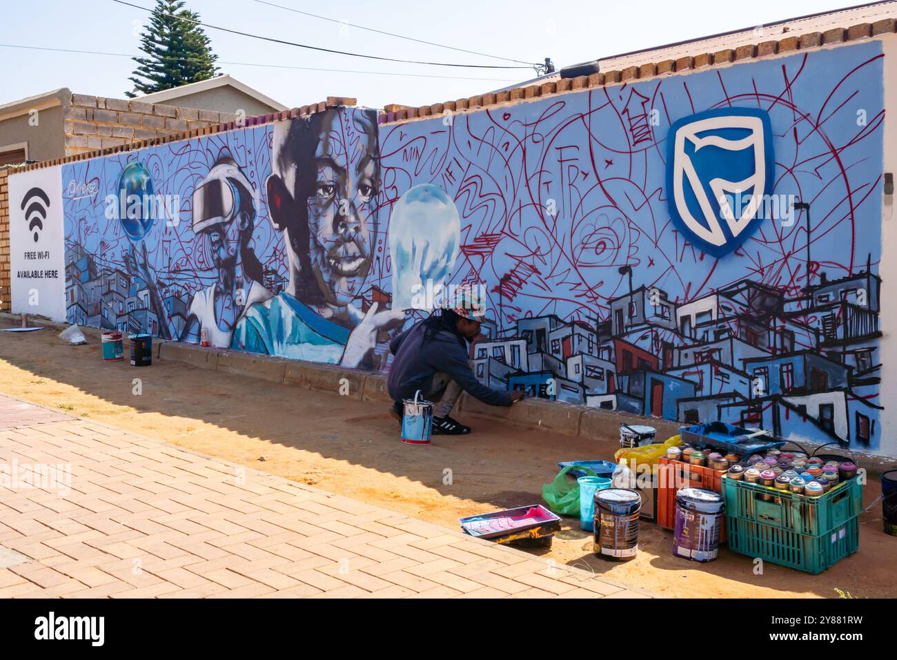 Johannesburg, South Africa - September 08, 2022: Artist creates ...