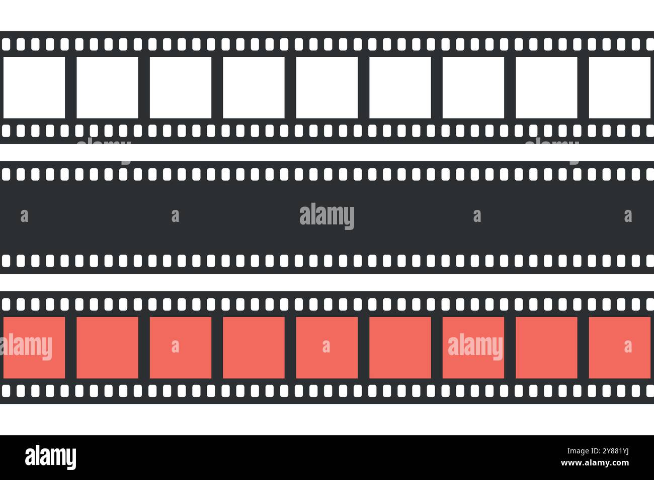 Simple movie film strip set on transparent background. Vector ...