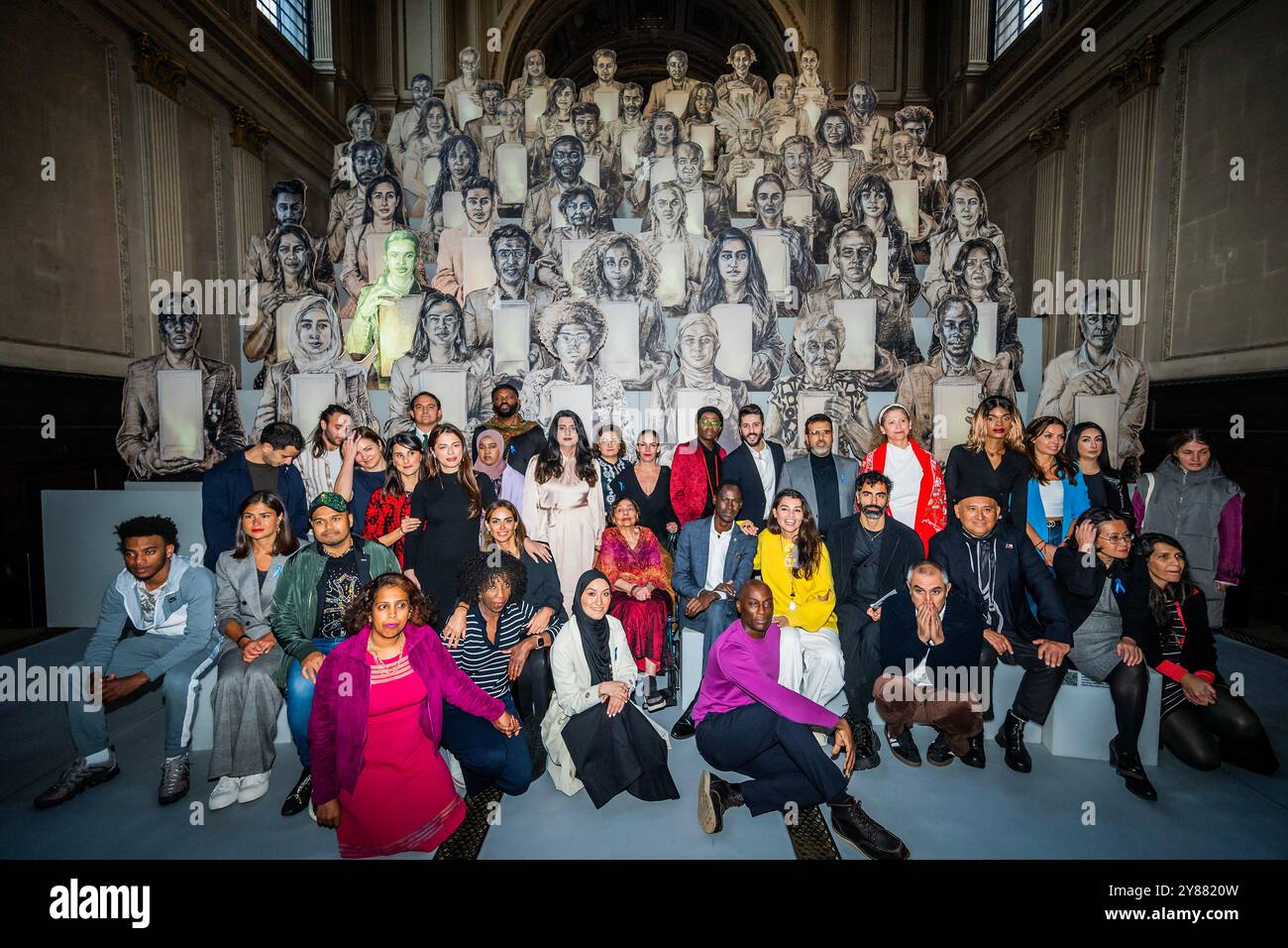 London, UK. 3 Oct 2024. CONGREGATION by Es devlin (pictured with the subjects of the work) is ...