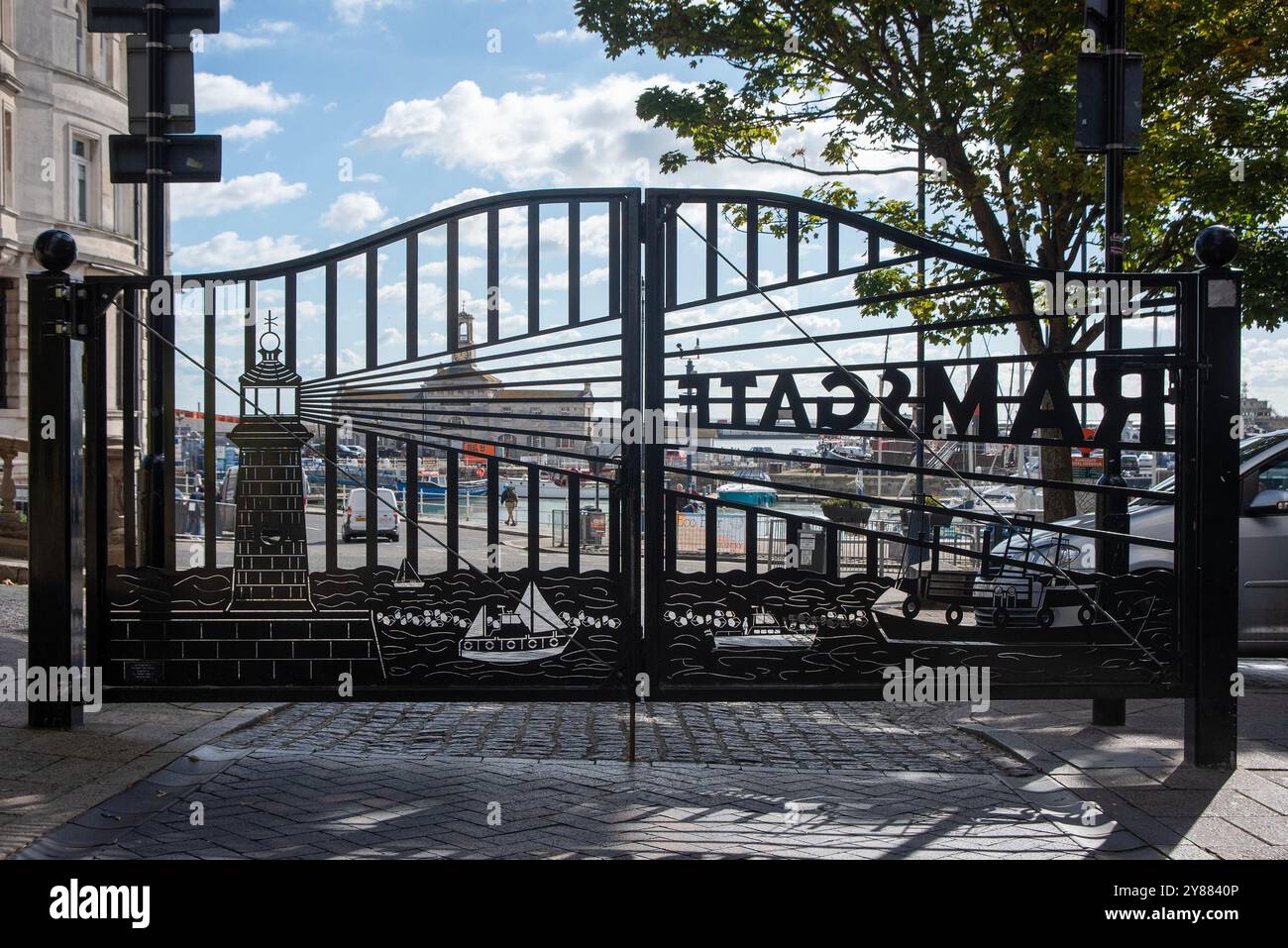 A view of the gate that opens from the High Street to the royal harbour ...
