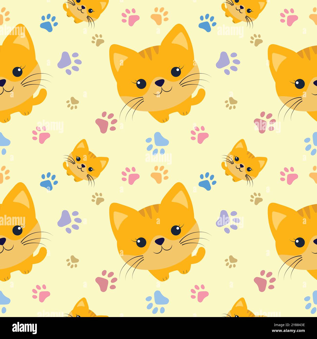Kittens pattern. Cute children's seamless pattern with kittens. Endless ...