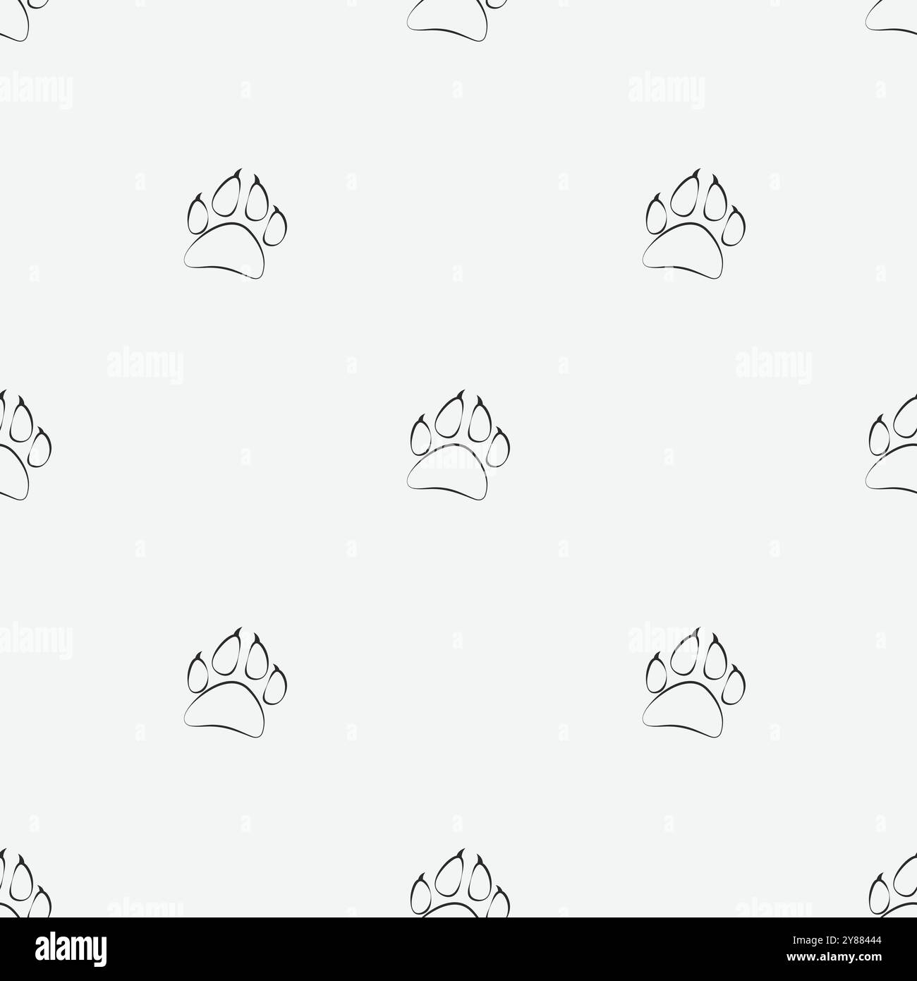 Dog paw outline seamless pattern on a white background. Suitable for ...