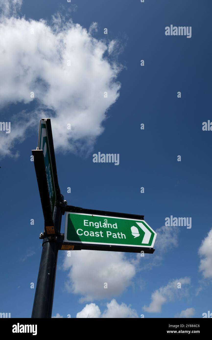 England coast path sign with acorn against blue sky Chatham Kent Stock ...