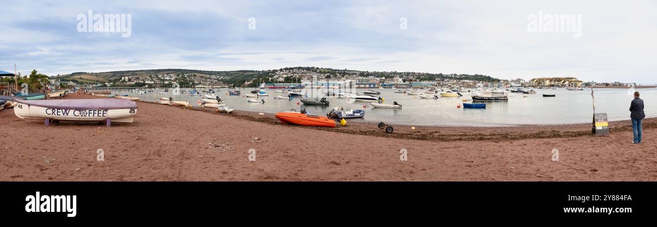 Panorama view of Teighmouth harbour from Sheldon Devon England Stock ...