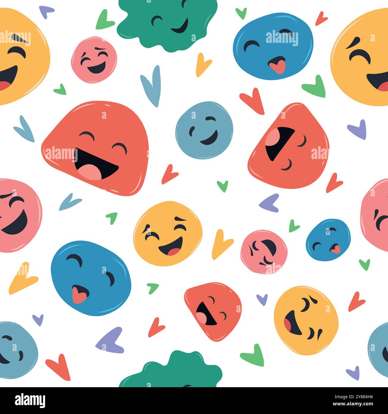 Children's pattern with funny faces. Laughing smileys of different ...