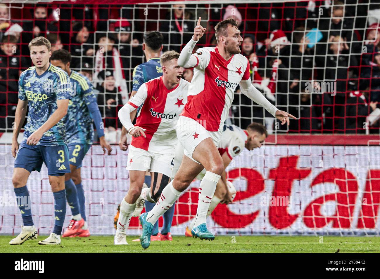 PRAGUE - Tomas Chory of Slavia Prague celebrates 1-1 during the UEFA ...