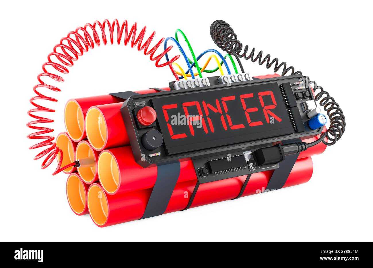Cancer concept. Time bomb explosive with cancer word on timer, 3D ...