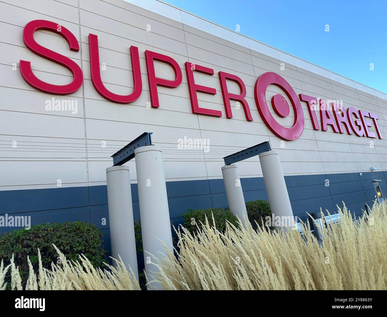 The sign is shown on the exterior of a Super Target store Wednesday ...