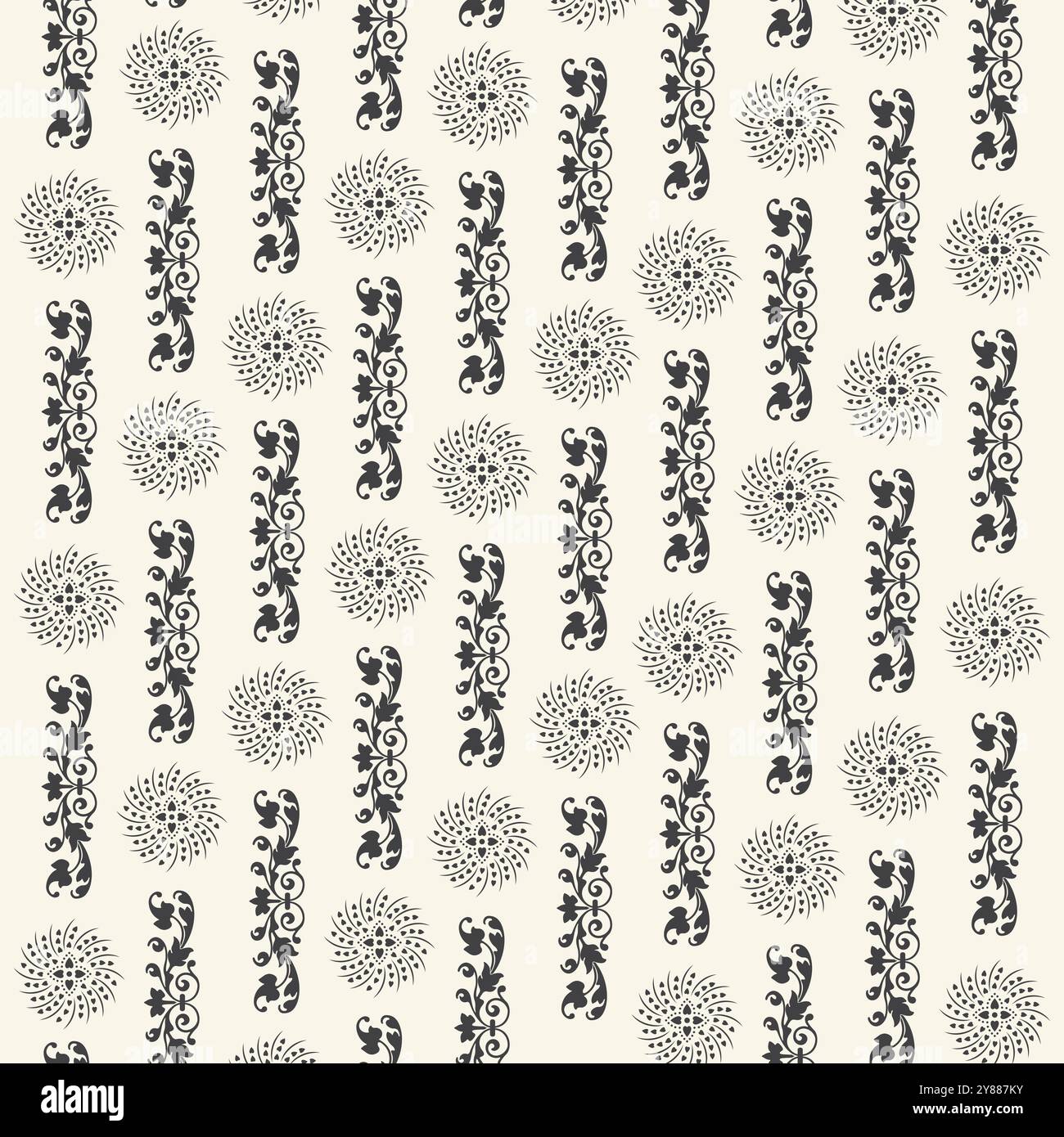 Seamless background with black pattern in baroque style, Ideal for ...