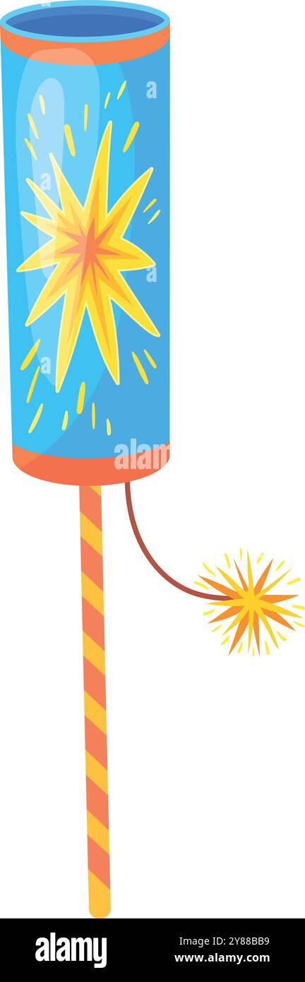 Bottle rocket firework cartoon icon. Celebration holiday isolated on ...