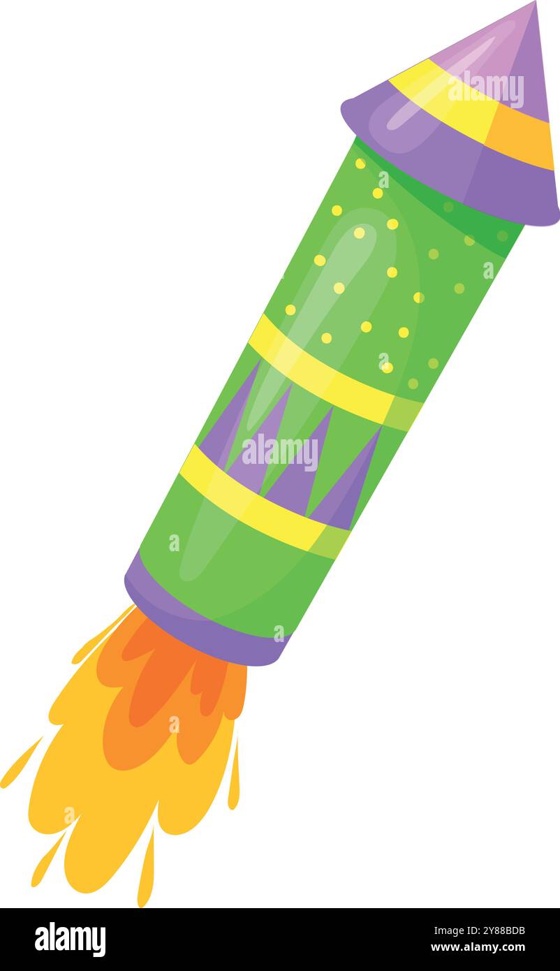 Flying firework rocket. Cartoon flying pyrotechnics icon isolated on ...