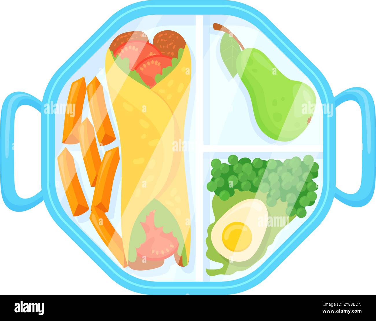 Lunch box cartoon icon. Plastic lunchbox meal isolated on white ...