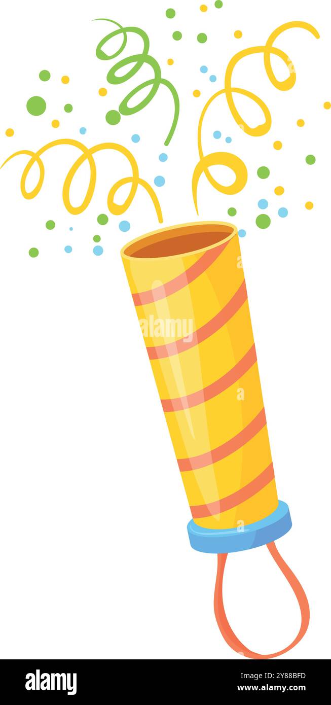 Confetti cracker cartoon icon. Bursting holiday popper isolated on ...