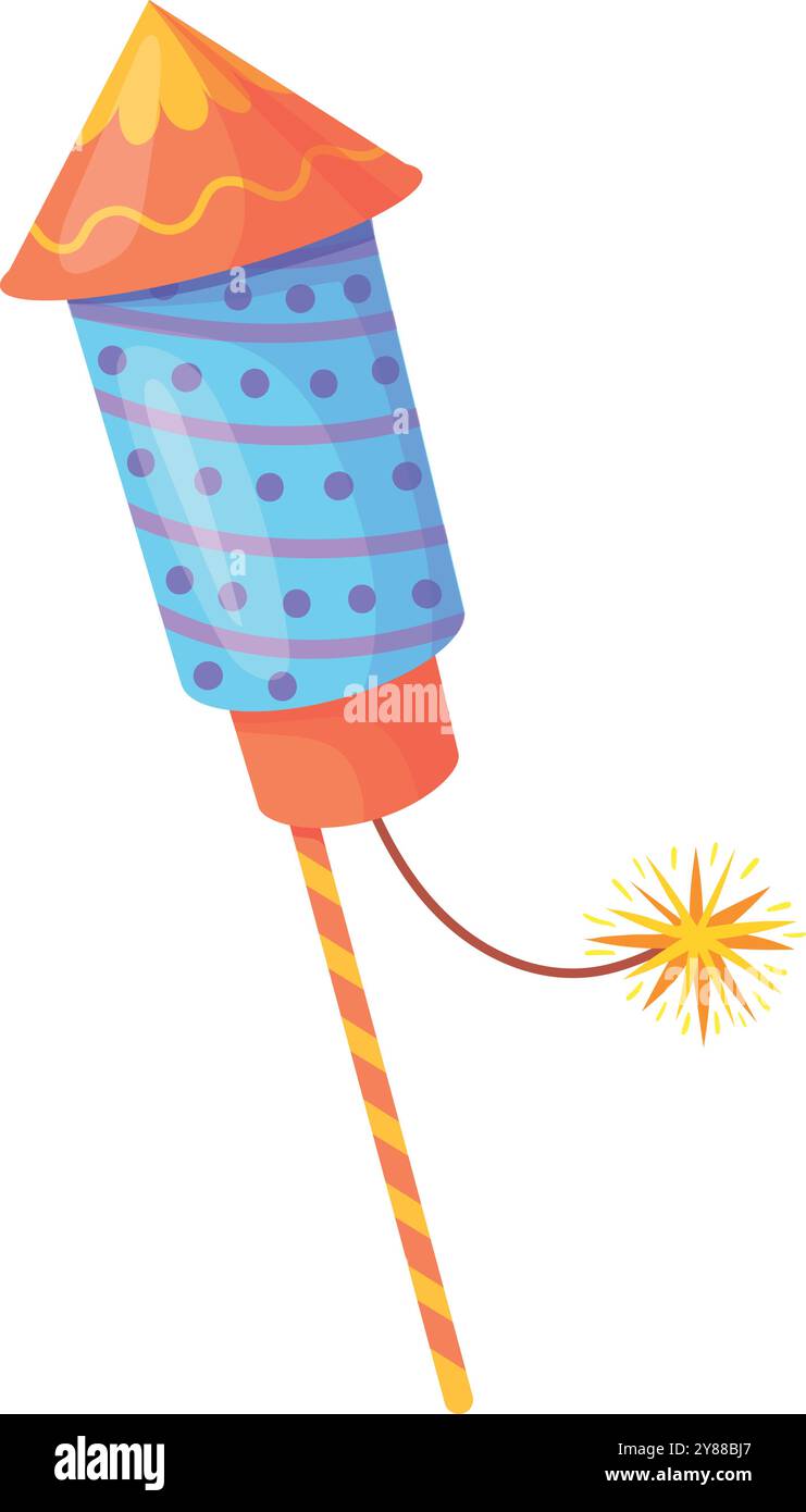 Party celebration rocket cartoon icon. Bottle cracker isolated on white ...