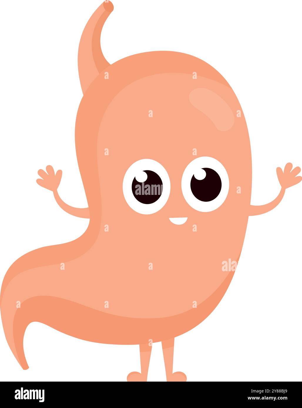 Happy stomach. Healthy digestive organ cartoon character isolated on ...